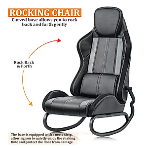 Upgrade Floor Chair Rocker Chair Floor Gaming Chair for Teens, Lightweight Design Without armrests Game Chairs with Folding Backrest, Lazy Sofa Lounger for TV,Reading,Playing. Black Silver