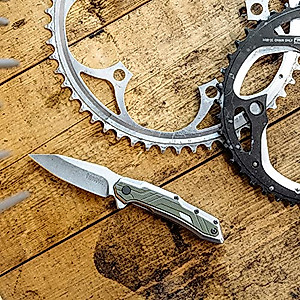 Kershaw Salvage Pocket Knife, Assisted Opening with 2.9 inch Reverse Tanto Blade, Stainless Steel, Deep Carry Pocketclip,Green