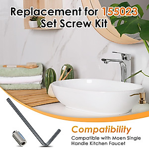 Enhon Set Screw Kit Replacement for 155023, Compatible with Moen Single Handle Kitchen Faucet, Include 5 Set Screws and a Hex Wrench, One Handle Lavatory and Kitchen Faucets Replacement Repair Kit