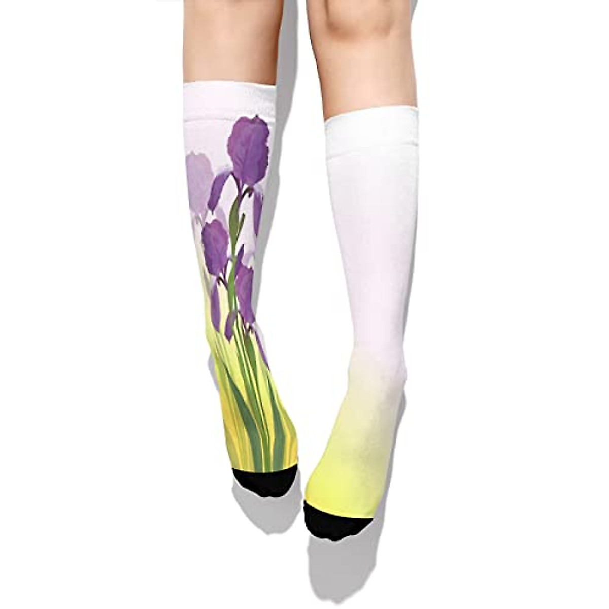 VeJerKK Spa Women Socks Knee High Women Socks Crew Soft Socks,Spa Flower and Water,Sports Socks Running Athletic Socks for Women men,Pink Green -20 inch