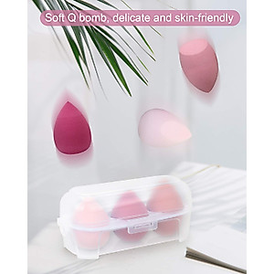 Makeup Sponge Case Blender Beauty Foundation Holder Blending Sponge Egg Set Makeup Sponge Wet And Dry Storage Box Egg Sponge Organizer Stocking Stuffers Gift for Women (3pcs-Pink series)