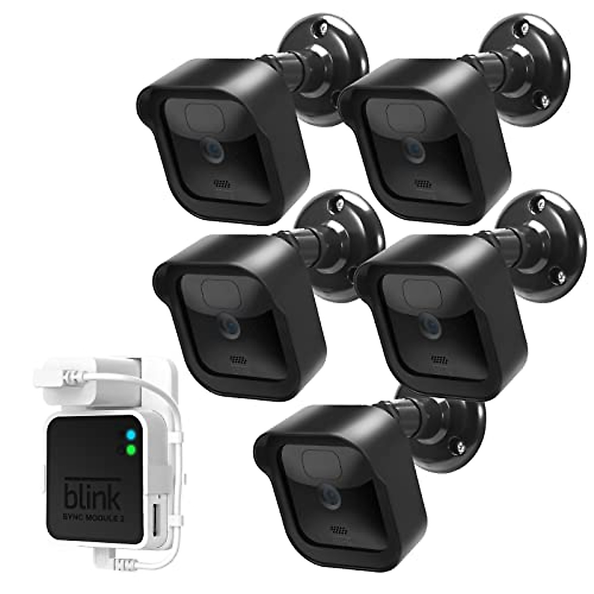 All-New Blink Outdoor Camera Wall Mount, Weatherproof Protective Housing and 360 Degree Adjustable Mount with Blink Sync Module 2 Mount for Blink Outdoor Security Camera System (Black 5Pack)
