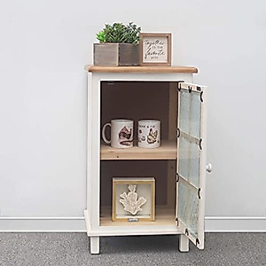 Parisloft Solid Wood Nightstand Bedroom Side Table End Table Living-Room,Farmhouse Cabinet Storage with 2 Shelves and 1 Glass Door, 26.2" H