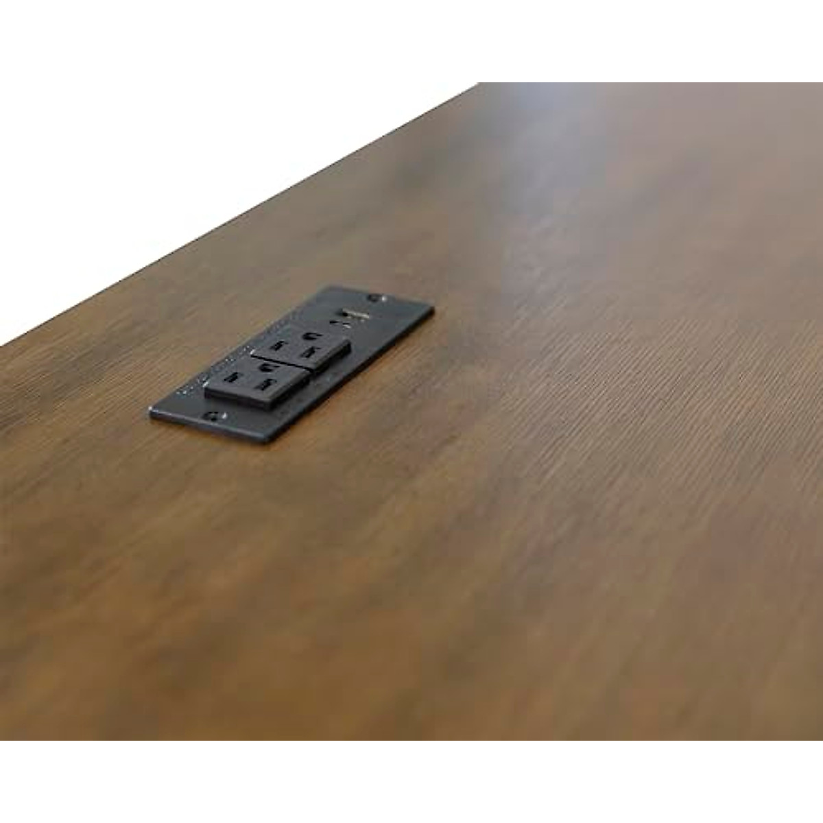 Farmhouse Wood Half-Pedestal Writing Desk and Return, Open L-Shaped Table and Return, Office Desk and Return, Blue