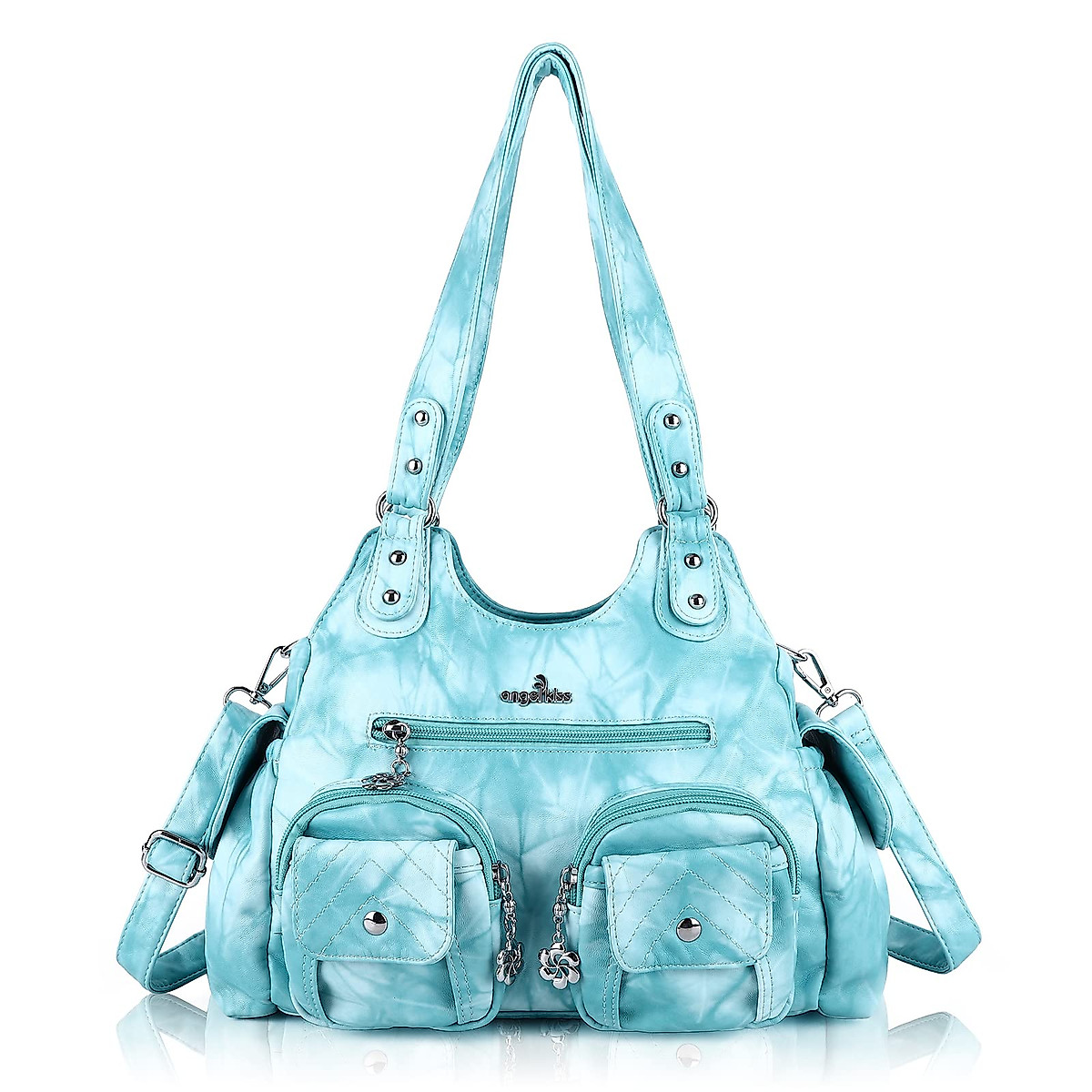 Angel Kiss Handbags for Women Hobo Bags for Large Tote Bag Soft PU Leather Multi-Pocket Shoulder Bag Top Handle Handbag
