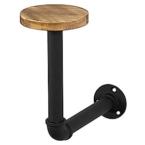 MyGift Wall Mounted Rustic Brown Wood Hat Rack, Hanging Cap and Wig Holder with Industrial Metal Mounting Bracket
