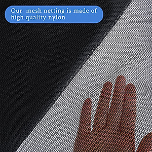 62 x 59-inch Slightly Stretchy Soft Mesh Black Mesh Fabric Netting Mesh Fabric Netting for Backpack Pocket and Straps, Netting Bag Shopping Bag, Netting Clothes and Sewing Projects