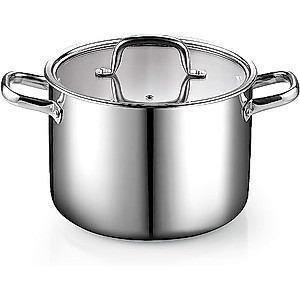 Cook N Home 7-Piece Tri-Ply Clad Stainless Steel Cookware Set, Silver,2644