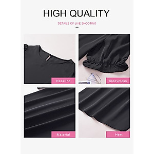 Dokotoo Womens Elegant Puff Short Sleeve Crewneck Chiffon Summer Tops, Casual Loose Office Work Shirts - Black Medium