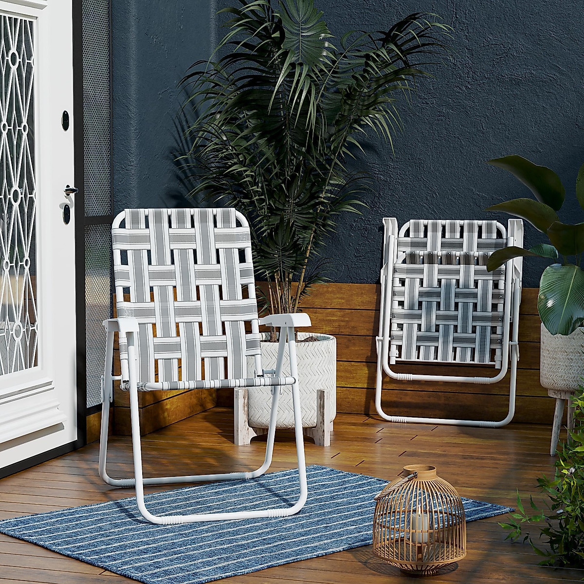 Novogratz Poolside Gossip, Priscilla Folding Chairs, 2-Pack, Gray