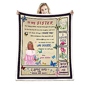 Sister Gifts Birthday Gifts for Sister Throw Blanket,Sister Birthday Gifts from Sister,Sister Christmas Valentines Day Gifts,Gifts for Big Sister-Bestie -Sister in Law Soft Warm Throws Blanket