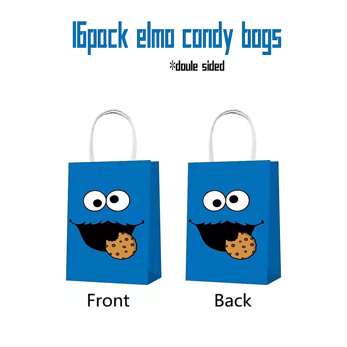 16 Packs Elmo Party Bags for Se-same Street Birthday Party Supplies, Including 4Patterns for Kids Birthday Party Decorations