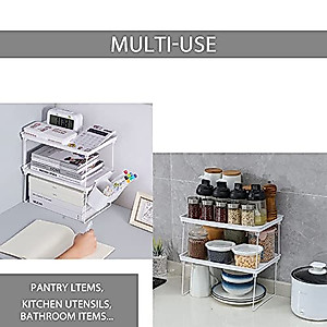 Q.Y.Home Stackable Storage cabinets, Storage Rack, Kitchen Storage Rack, Living Room Storage Racks, Bathroom Storage Rack. For Kitchen, Bathroom, Living Room, School Dormitory - 2 Pack (White)