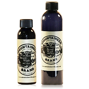 Mountaineer Brand Beard Wash For Men | 100% Natural Beard Shampoo | Thick Cleaning Softening Lather for Hair and Skin | Hydrate and Detangle | Grooming Treatment | WV Coal Scent 4oz