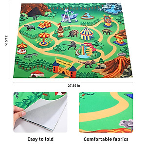 CUTE STONE Dinosaur Truck, Dinosaur Transport Car Carrier Truck with Dinosaur Toys, Friction Powered Cars, Activity Playmat, Dino Car Playset Toys for Kids Boys Grils