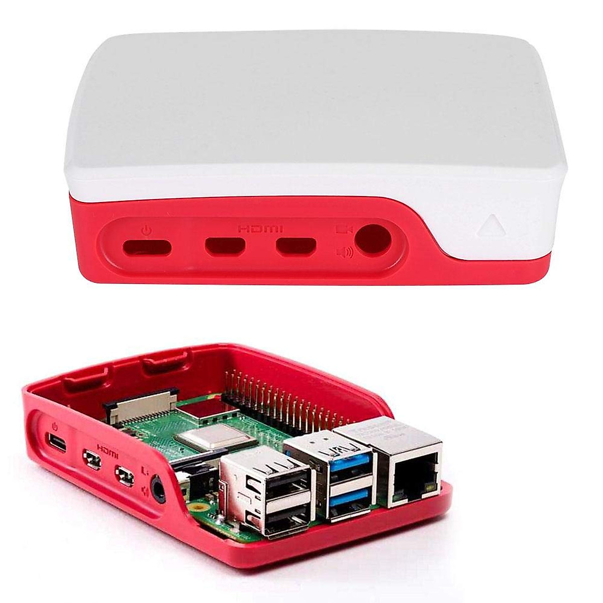 Raspberry Pi 4B Case, Enclosure for Raspberry Pi 4B Classical Red and White Raspberry Pi 4 Case with Suction Pad for Raspberry Pi Model