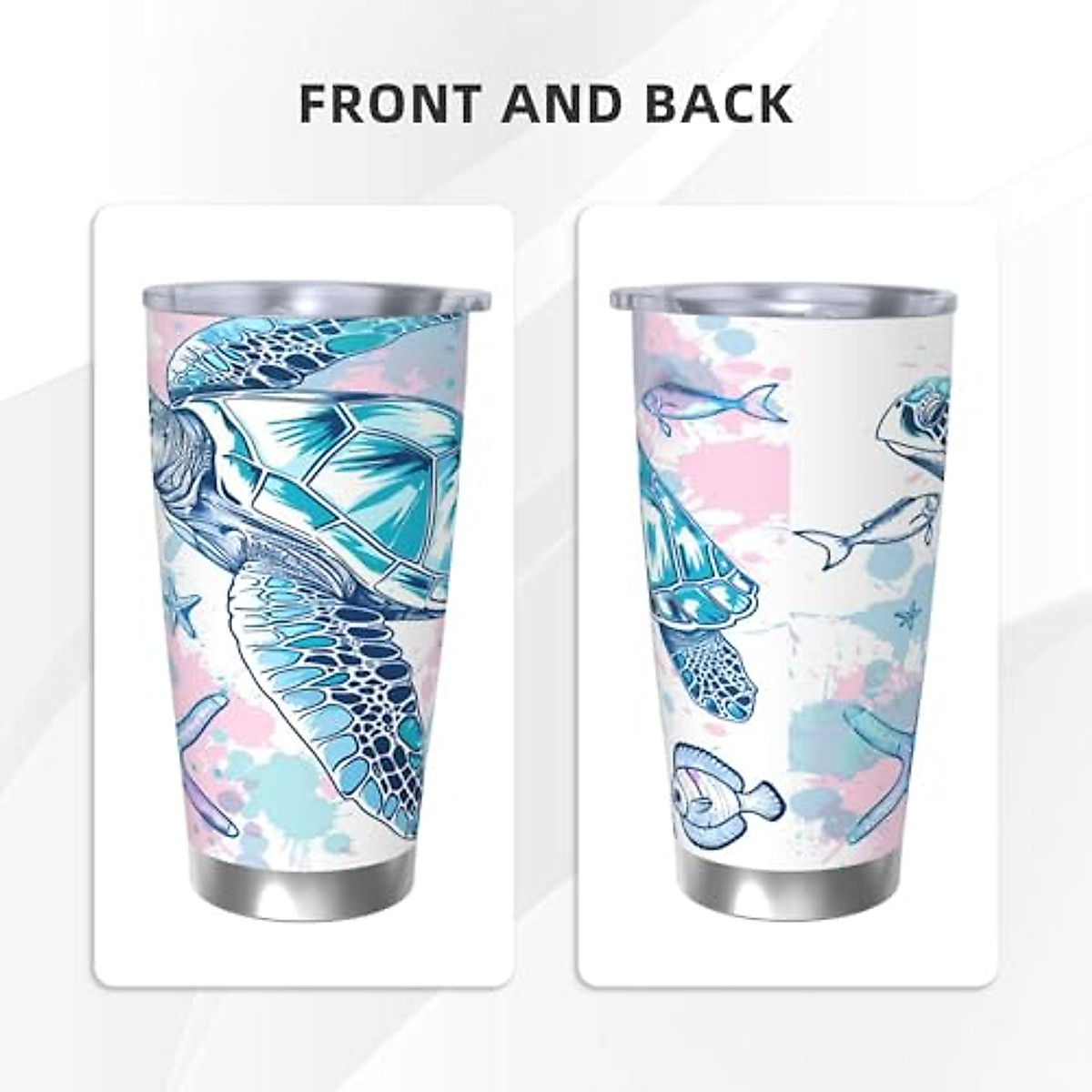AYCZN Watercolor Ocean Turtle 20 OZ Tumbler Stainless Steel Travel Coffee Mug, Sea Starfish Insulated Water Bottle with Lid Leakproof Thermal Cup