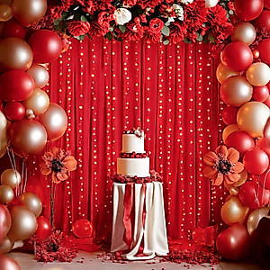 10 ft x 20 ft Wrinkle Free Red Backdrop Curtain for Parties, Polyester Photography Backdrop Drapes for Birthday Party Baby Shower, Thick Background Curtain for Backdrop Stand, 4 Panels 5 ft x 10 ft