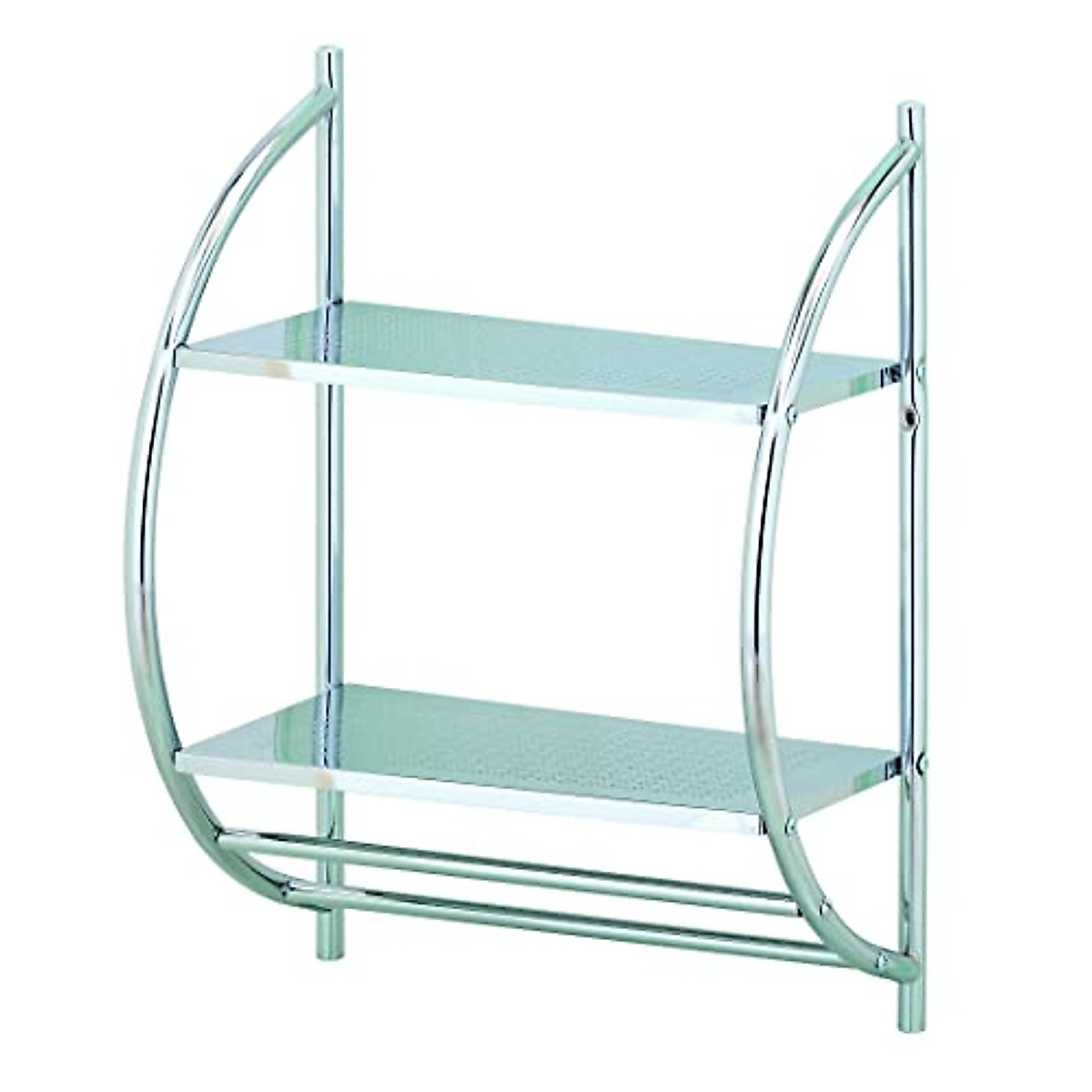 Towel Shelf Wall Mount Towel Rack with Double Towel Bar and 2 Shelves Bathroom Storage Organizer Chrome Plated by Madison 15.25inch W x 21.5inch L x 8.5inch D MH10018 0
