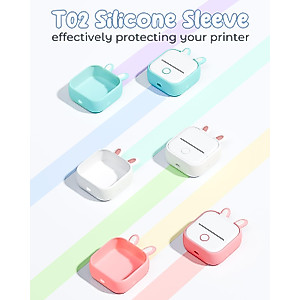 T02 Mini Sticker Printer Silicone Protective Case Bunny Ears Cover Case, Cute Design for T02 inkless Sticker Printer, Compatible with LabelCreate, Memoking, Memoqueen, Phomemo T02 Mini Printer, Green