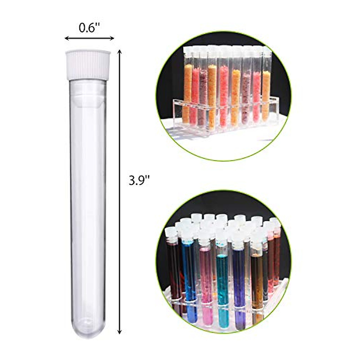 Muhome 16x100mm 10ml Clear Plastic Test Tubes with Caps for Scientific Experiments, Halloween, Christamas, Scientific Themed Kids Birthday Party Supplies, Decorate The House, Candy Storage(50 Pack)