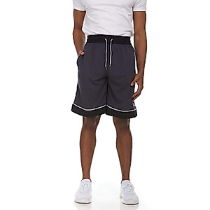 Spalding Mens Heat Performance Basketball Shorts with 10" Inseam, Gravel/Black, S