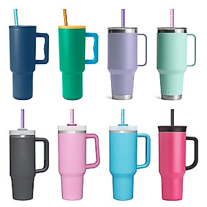 Replacement Straw for Stanley|Simple Modern|Owala 40 oz 30 oz Cup Tumbler, 10 Pack 12.13-In Long Reusable Straw with Cleaning Brush, Color, Dishwasher Safe, Plastic Straw for stanley cup accessories