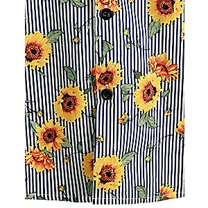 VATPAVE Mens Floral Hawaiian Shirts Casual Button Down Short Sleeve Aloha Shirts Small Black Sunflower Tropical