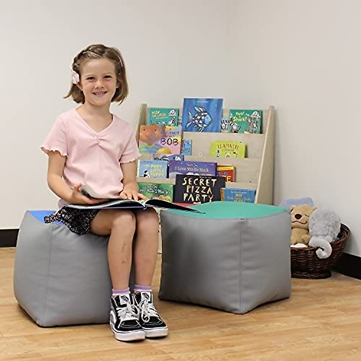 Factory Direct Partners 13043-CT SoftScape 14" Square Bean Bag Poufs for Kids (2-Piece Set) - Contemporary