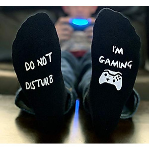 Men's Funny Do Not Disturb I'm Gaming Socks NON SLIP Organic Combed Cotton