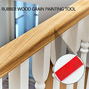 4 Piece Wood Grain Tool Rubberized Wood Grain Painting Tool Natural Wood Grain Making Tool Wall Texture Pattern Embossing Painting Tool Looks Like Wood Suitable for DIY Wall Art Decoration