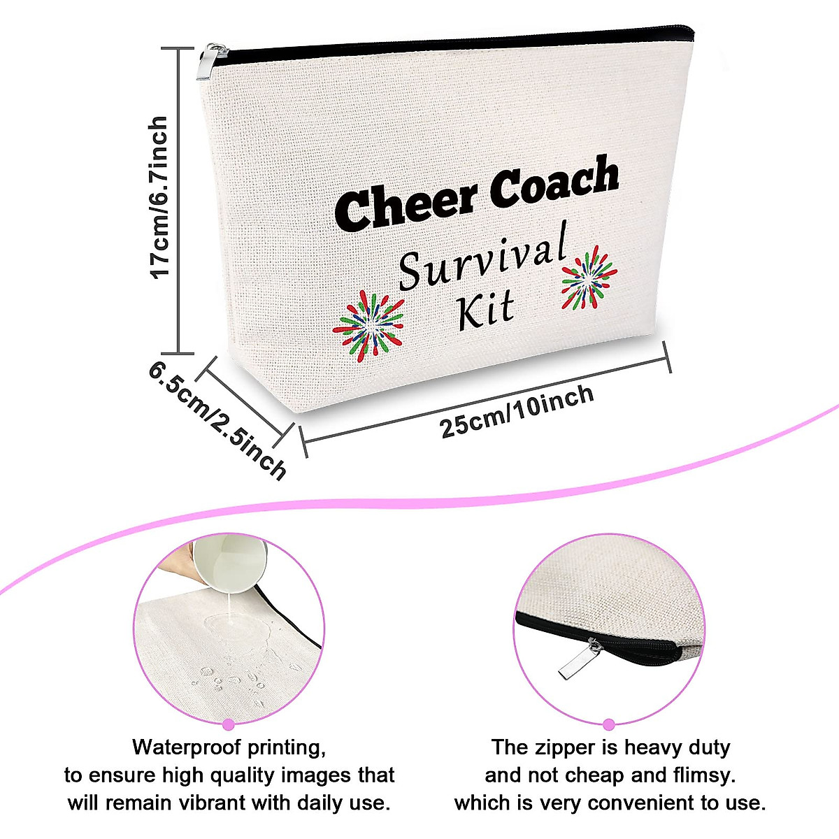 Cheer Coach Thank You Gift Cheerleader Coach Gift for Women Makeup Bag Cheerleading Coach Gift Cheer Mom Appreciation Gift Cosmetic Bags Christmas Thanksgiving Gift for Her Travel Makeup Pouch
