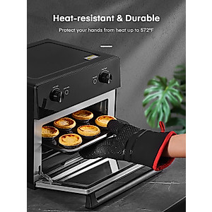 Air Fryer Lid for Instant Pot 6Qt/8Qt, 7 in 1 with LED Touchscreen and Oven Mitts, Heat Resistant Kitchen Oven Gloves 572°F, Non-Slip Silicone Surface