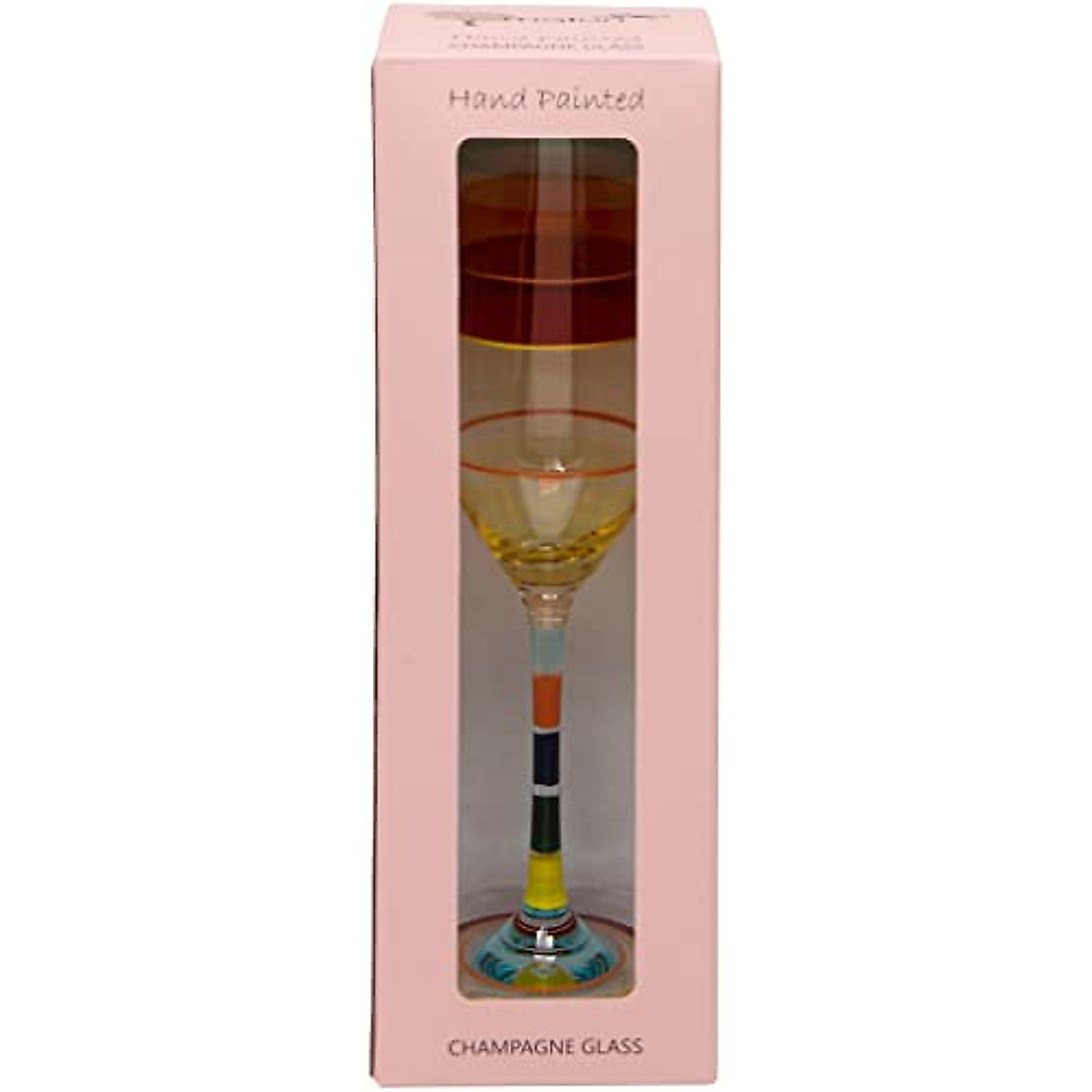 Maturi Hand Painted Stripe Champagne Flute, 220ml, Gift Boxed