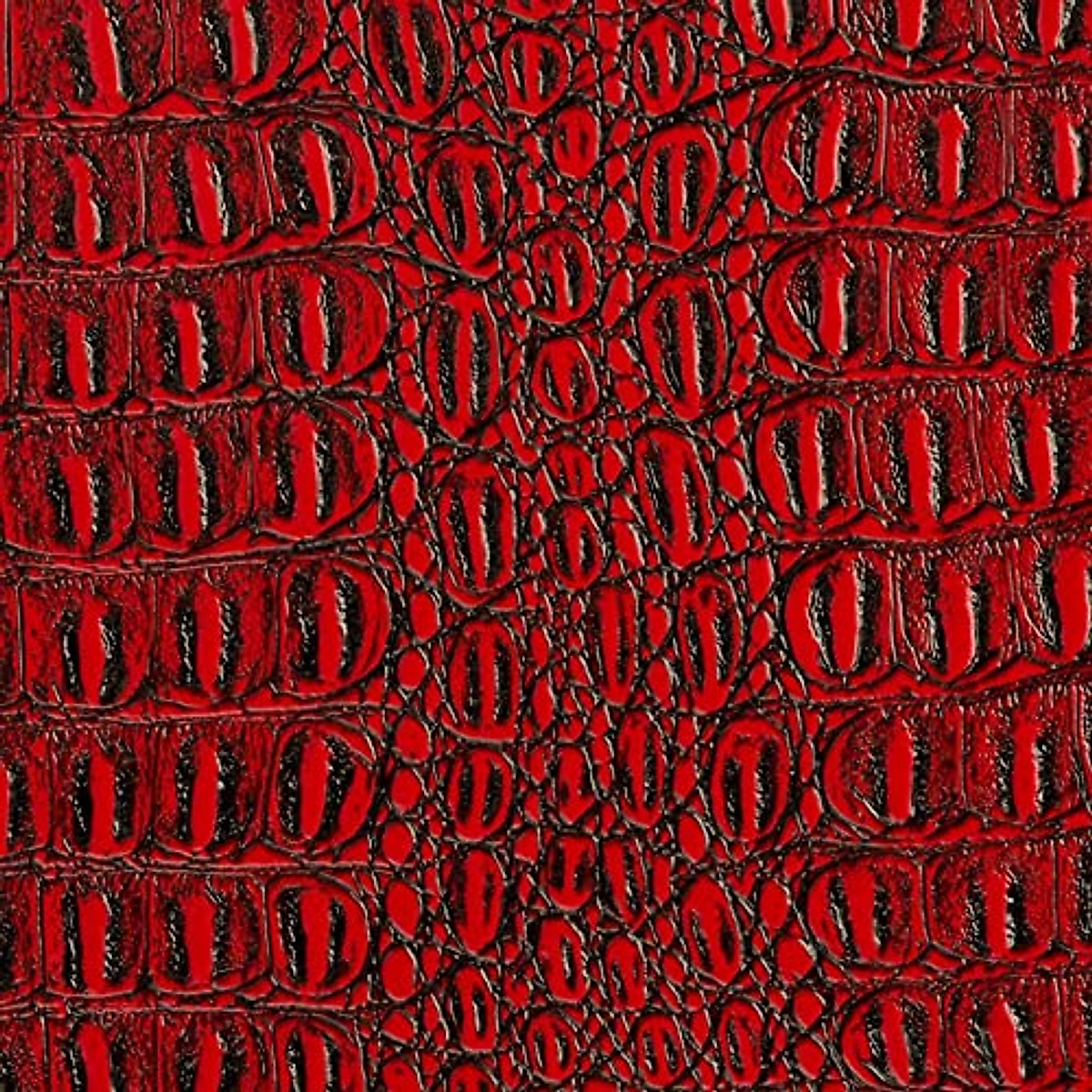 Alligator Fabric, Soft Textured Crocodile Vinyl Faux Leather, Gator Skin Embossed Upholstery DIY Craft and Clips Pleather Sheets – Individual 1 Yard Cut 36”x54” (Red/Black Print)