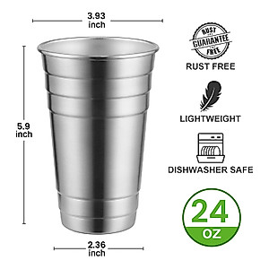 MEWAY Premium Stainless Steel Cups 24 oz Pint Cup Tumbler (12 Pack) - Premium Metal Cups - Stackable Durable Cup，Chilling Beer Glasses, for Travel, Outdoor, Camping, Everyday