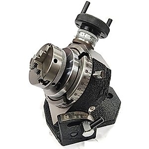 Precision quality 4"/ 100 mm tilting milling indexing rotary table with small chuck, back plate & fixing t nuts bolts-metalworking engineering machine tools (with 65 mm 3 jaw self-centering)