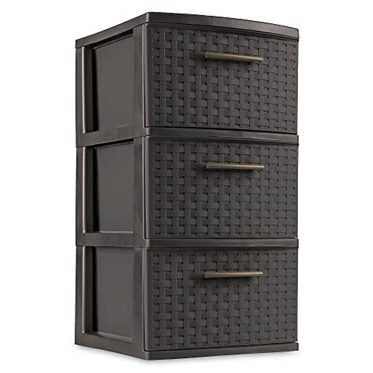 Sterilite Espresso 26306P02 15" X 12 5/8" X 24" Brown 3 Drawer Weave Tower