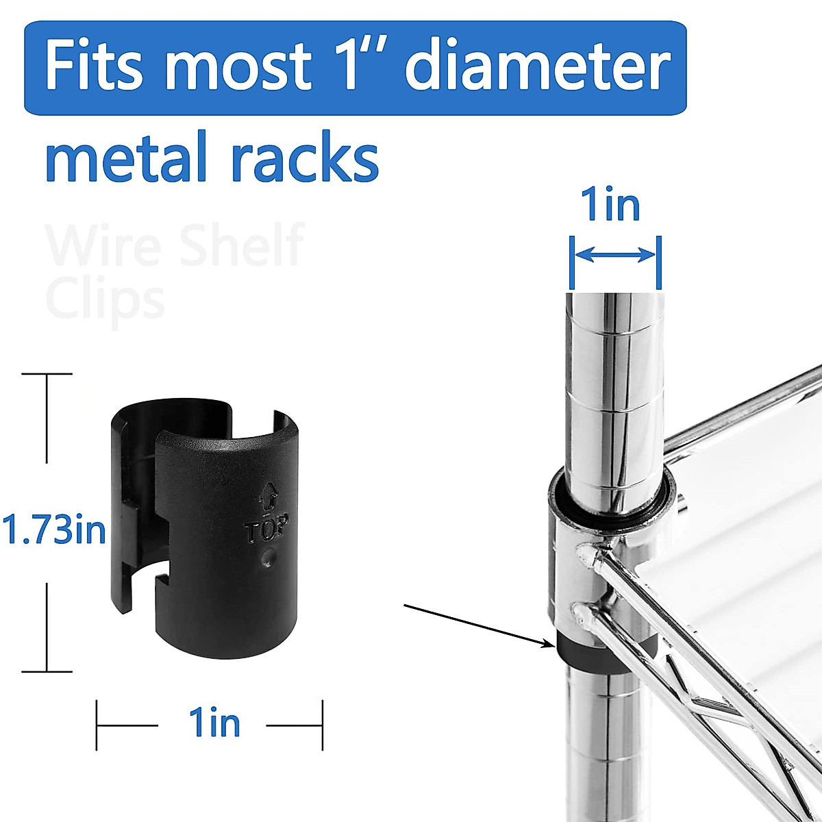 Wire Shelf Clips - 56 Pack Plastic Metal Shelf Clips, 1 Inch Wire Shelf Clips for 1" Post, Black Wire Shelving Clips- Shelving Sleeves Replacements for Wire Shelving System (28 Pairs)