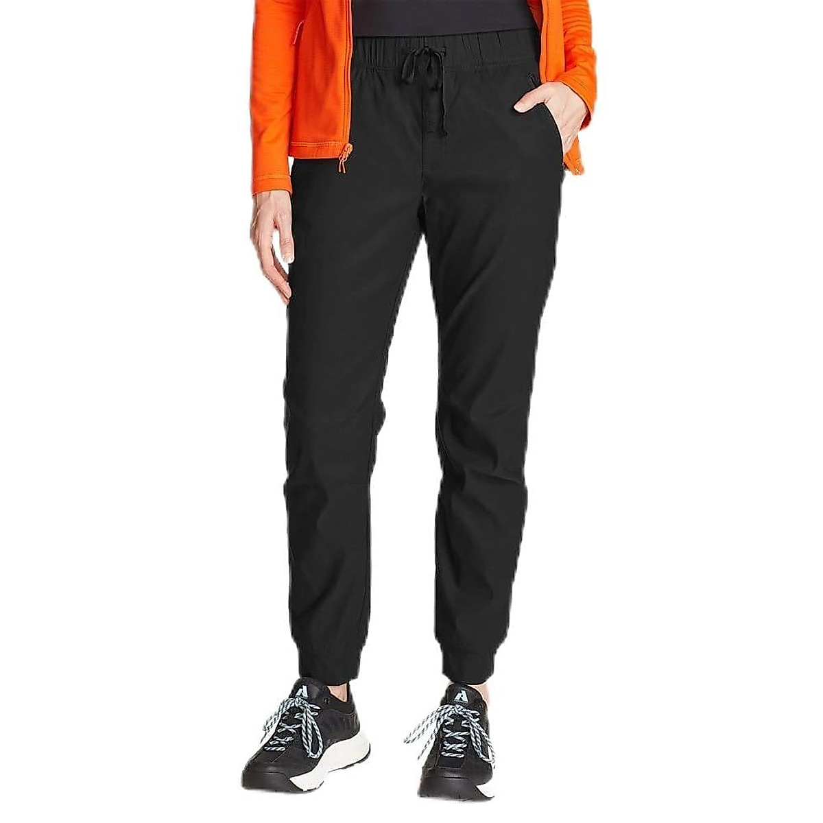 Eddie Bauer Women's Rainier Fleece-Lined Jogger Pants, Black, 14, Hiking Pants