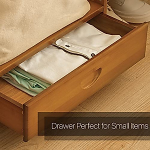 MoNiBloom Bamboo Clothes Rack, Freestanding Closet Organizer with 2 Drawers and a Hanging Rob, Extra 5 Clothing Storage Shelving for Bedroom Living Room, Brown