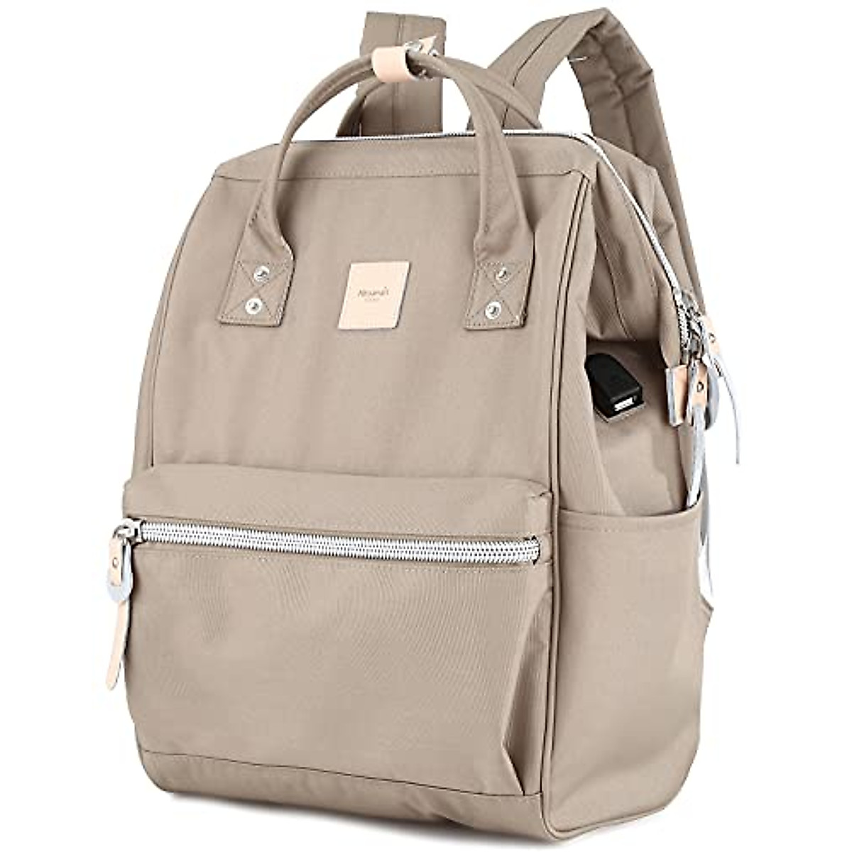 himawari Laptop Backpack for Women&Men Travel Backpack With USB Charging Port Large Business Bag Water Resistant College Bag Computer Bag Doctor Bag (1881-Khaki, Regular)