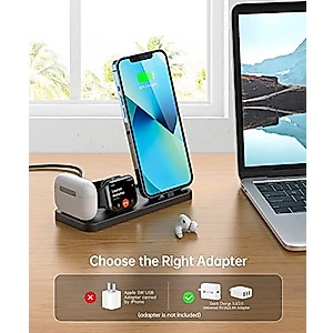 LERCIOR Portable 3 in 1 Charging Station for Apple Devices Foldable Charger Station for Apple Watch 7/6/SE/5/4/3/2/1 Charger Stand, Charging Station for iPhone AirPods Pro3/2/1 Charging Stand Black
