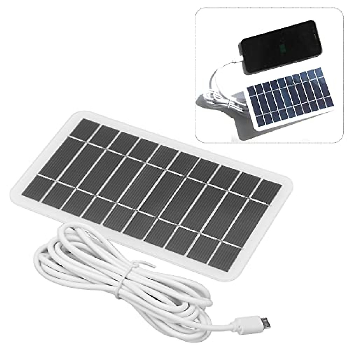 Solar Panel Charger,2W USB Mini Solar Panel, 5V Polysilicon Low Power Electrical Appliances Solar Charger with 9.8 Foot USB Cable, for Mobile Phone, Water Pumps, Street Lights etc, 2W USB Mini S