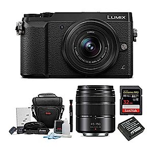 Panasonic DMC-GX85WK LUMIX 4K Mirrorless Camera with 12-32mm & 45-150mm Lenses and Holster Bag Bundle (Essentials Bundle)
