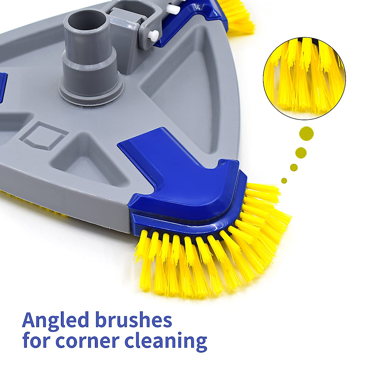 AgiiMan Pool Vacuum Head for Above Ground Pools, Inground Pool Vacuum Head with Swivel Hose Connection and EZ Clip Handle, Clean Corners - Safe for Vinyl Pools, Yellow