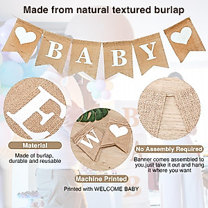 Welcome Baby Sign - Pre-Strung Burlap Welcome Baby Banner - Elegant Baby Announcement Sign for Boy and Girl - Newborn Birth Hospital Signs - Baby Arrival Banners - Adorable Baby Shower Decor