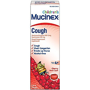 Mucinex Children's Cough Relief Liquid, Cherry, 4oz