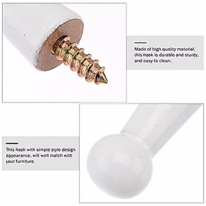 DOITOOL 10 Pcs Screw- On Wood Hook Wooden Coat Hooks Shaker Pegs Towel Belt Jewelry Hanger Single Organizer Hat Rack for Hanging Hats Bags Towels Bathroom White