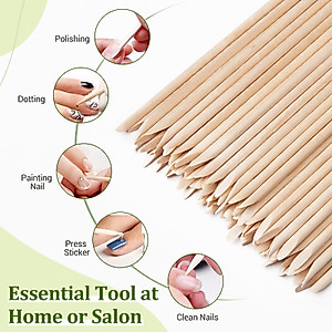 AZUREBEAUTY 100PCS Orange Nail Sticks for Nails 4.5 Inch - Large Capacity Double Sided Wooden Cuticle Pusher & Remover Set for Nail Art Manicure & Pedicure at Home Salon - Not Easy to Break